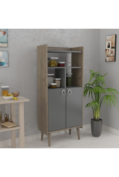 Lagomood Kiler Çok Amaçlı Dolap Banyo Mutfak Antrasit Ceviz