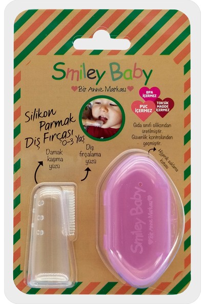 Smiley Baby Silikon Parmak Diş Fırçası Pembe 0 - 3 Yaş