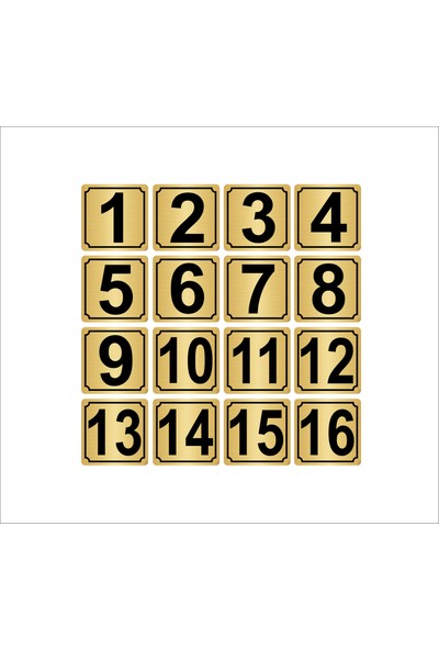Özarslan DizaynMetal Kapı Masa Dolap Numarası 5 x 5 cm 16'lı 1-16 Altın Özarslan DizaynMetal Kapı Masa Dolap Numarası 5 x 5 cm 16'lı 1-16 Altın