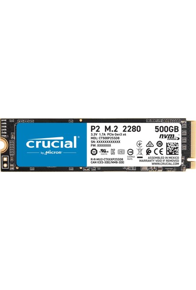 Crucial P2 500GB 2300-940MB/s NVMe PCI-e M2 SSD CT500P2SSD8 Crucial P2 500GB 2300-940MB/s NVMe PCI-e M2 SSD CT500P2SSD8