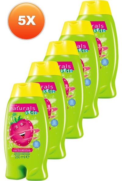 Avon Çilek Kokulu Vücut Şampuanlı Banyo Köpüğü 250 ml 5'li Set