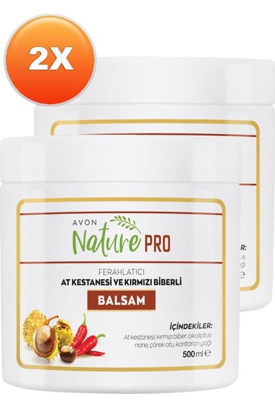 Avon Nature Pro At Kestanesi ve Kırmızı Biberli Balsam 500 ml 2'li Set Avon Nature Pro At Kestanesi ve Kırmızı Biberli Balsam 500 ml 2'li Set