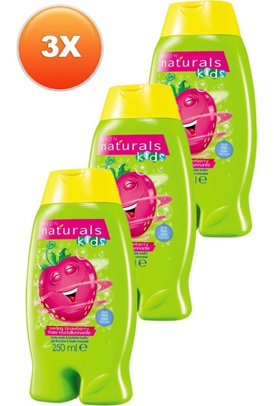 Avon Çilek Kokulu Vücut Şampuanlı Banyo Köpüğü 250 ml 3'lü Set