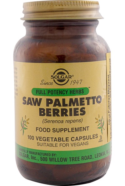 Solgar Saw Palmetto Berries 100 Kapsül Solgar Saw Palmetto Berries 100 Kapsül