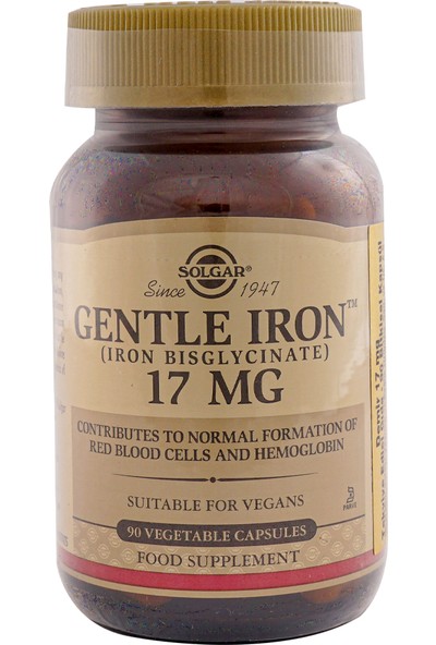 Solgar Gentle Iron 17 mg 90 V-Kapsül Solgar Gentle Iron 17 mg 90 V-Kapsül