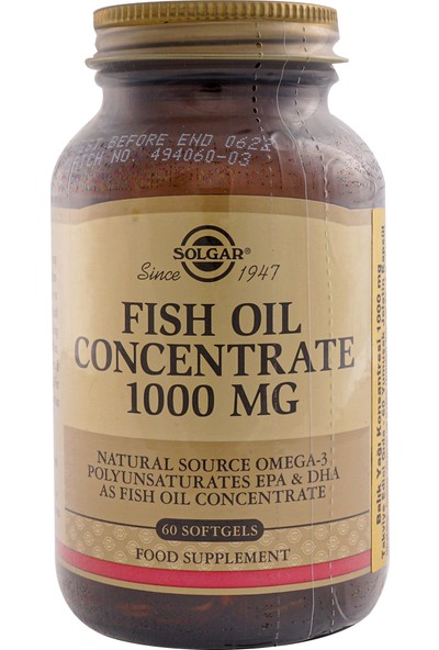 Solgar Fish Oil Concentrate 1000Mg 60 Kapsül Solgar Fish Oil Concentrate 1000Mg 60 Kapsül