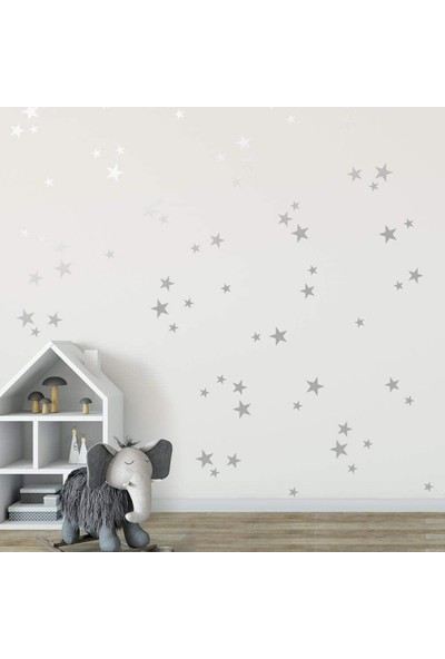 Om Oyuncak Gümüş Yıldız Yağmuru Bebek Odası Sticker 112 Adet