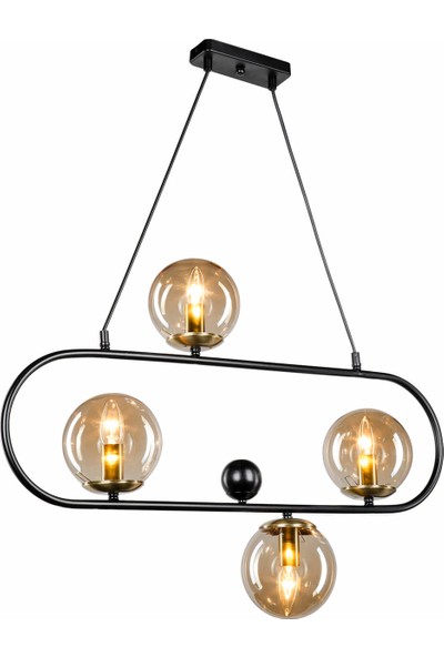 Modelight Tabal 4'lu Avize Siyah