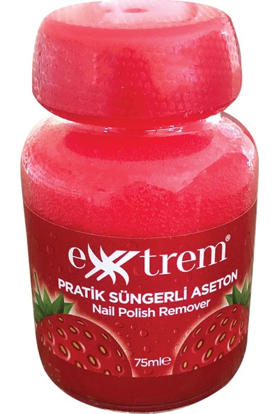 Extrem Pratik Süngerli Aseton Çilek Kokulu 75 ml Extrem Pratik Süngerli Aseton Çilek Kokulu 75 ml