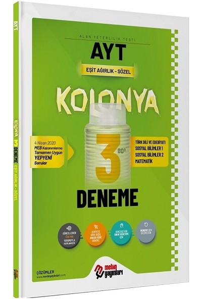 Metin Yayınları AYT Kolonya Eşit Ağırlık Sözel 3 Deneme Metin Yayınları AYT Kolonya Eşit Ağırlık Sözel 3 Deneme