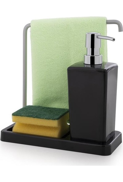 Primanova M-E56 Luna Askılıklı Süngerlikli Sıvı Sabunluk Siyah