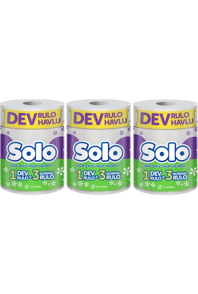 Solo Dev Rulo Kağıt Havlu 3'lü Solo Dev Rulo Kağıt Havlu 3'lü