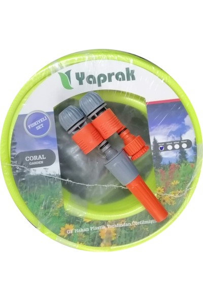 Yaprak Marlin Garden Örgülü Kırılmaz Bahçe Hortumu 15 M + Fiskiye ve Aparatları