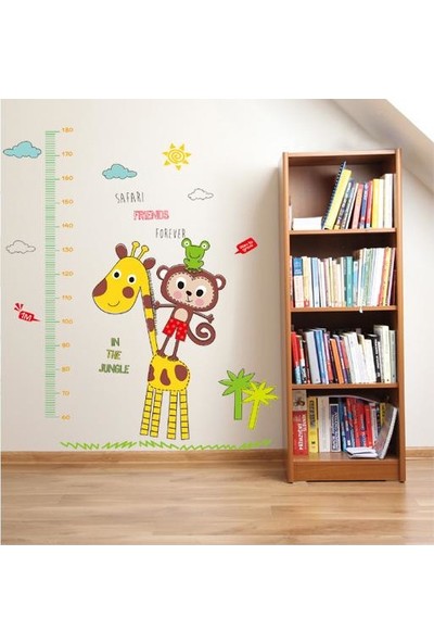 Crystal Kids Gelişim Ölçen Çocuk Odası Maymun ve Zürafa Duvar Sticker