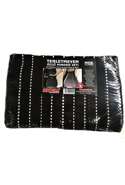 Kustulli 3'lü Minder Set Siyah-Beyaz