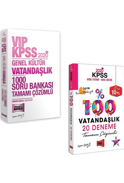 Yargı Yayınevi 2020 KPSS VIP Vatandaşlık 1000 Soru Bankası + KPSS Vatandaşlık Tamamı Çözümlü 20 Deneme
