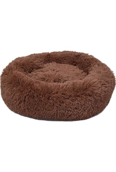 Dubex Ponchik Yuvarlak Kedi Köpek Yatağı Kahverengi M