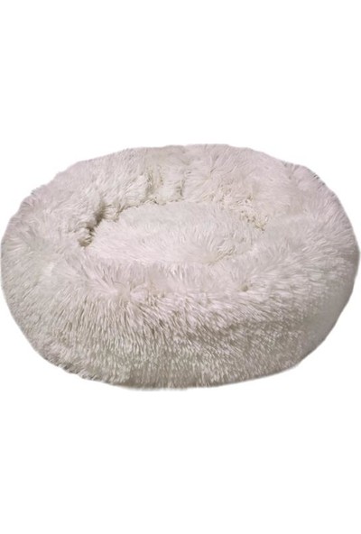 Dubex Ponchik Yuvarlak Kedi Köpek Yatağı Beyaz M