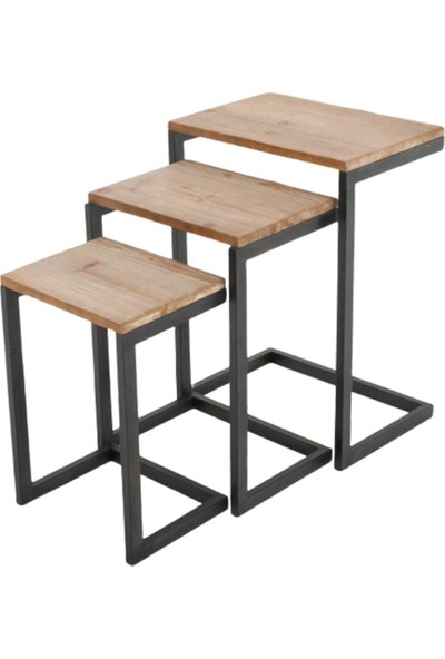 Thorqtech Zigon Sehpa Leblano Ahşap Retro 3'lü