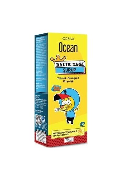 Orzax Ocean Balık Yağı Şurubu Tutti Frutti Kral Şakir 150 ml Orzax Ocean Balık Yağı Şurubu Tutti Frutti Kral Şakir 150 ml
