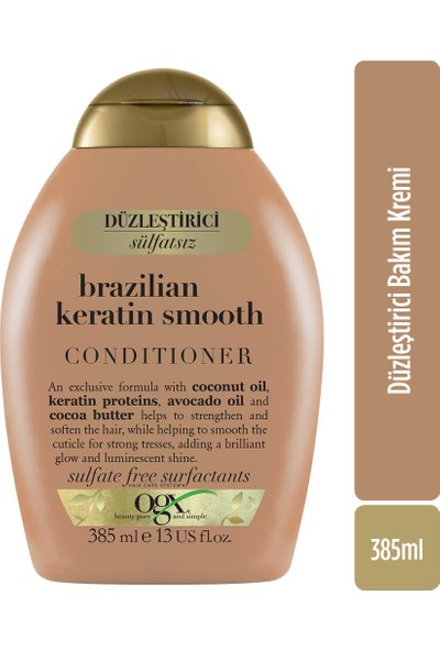 OGX Brazilian Keratin Smooth Sülfatsız Bakım Kremi 385 ml OGX Brazilian Keratin Smooth Sülfatsız Bakım Kremi 385 ml