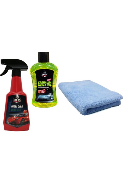 GD24 Hızlı Cila 500 ml + Kurulama Havlusu + Cilalı Şampuan 1 lt GD24 Hızlı Cila 500 ml + Kurulama Havlusu + Cilalı Şampuan 1 lt