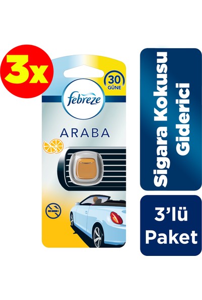Febreze Hava Ferahlatıcı Araba Kokusu Sigara Kokusunu Önleyici Limon Kokulu 2 ml 3lü Paket Febreze Hava Ferahlatıcı Araba Kokusu Sigara Kokusunu Önleyici Limon Kokulu 2 ml 3lü Paket