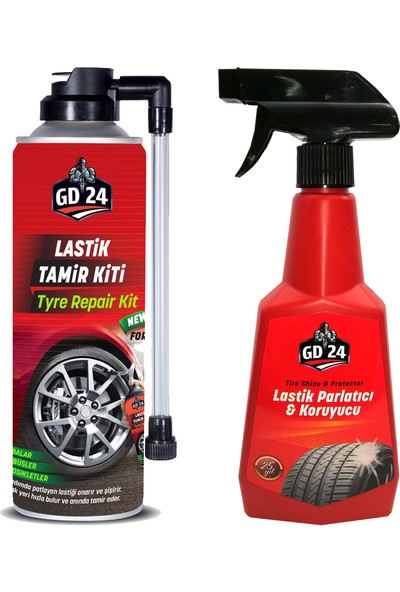 GD24 Lastik Tamir Kiti 450 ml + Lastik Parlatıcı 500 ml GD24 Lastik Tamir Kiti 450 ml + Lastik Parlatıcı 500 ml
