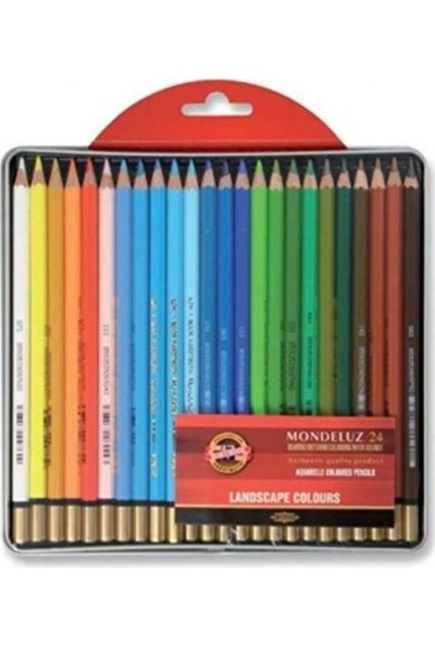 Koh-i-Noor 3724-024L Mondeluz Aquarell Boya Kalemi Manzara Tonları Metal Kutu 24'lü