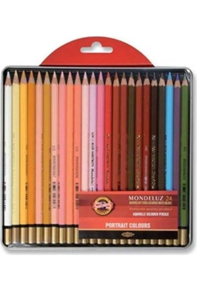 Koh-i-Noor 3724-024P Mondeluz Aquarell Boya Kalemi Portre Tonları Metal Kutu 24'lü