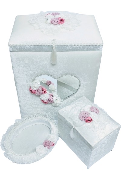 Prenses Çeyiz Store Kalpli Aynalı 3 Lü Çamaşır Sandığı Ekru Prenses Çeyiz Store Kalpli Aynalı 3 Lü Çamaşır Sandığı Ekru