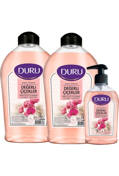 Duru Çiçek Terapisi Değerli Çiçekler Sıvı Sabun 1.5 lt & 1.5lt & 300 ml