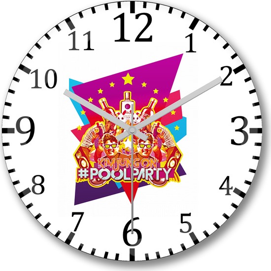 Baskı Dükkanı Kim Jung on Pool Party Duvar Saati Bombeli Fiyatı