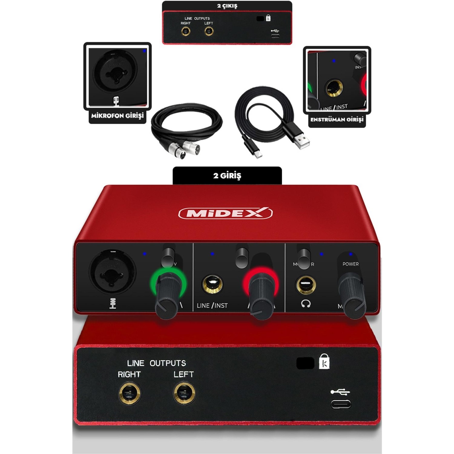 Midex CX1 Mikrofon + GLX-500 PRO Ses Kartı + RS-30 Stereo Fiyatı