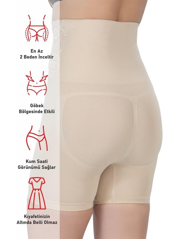 Modanezya Ten Emay 2091 Önü Dantelli Yüksek Bel Boxer Korse Fiyatı