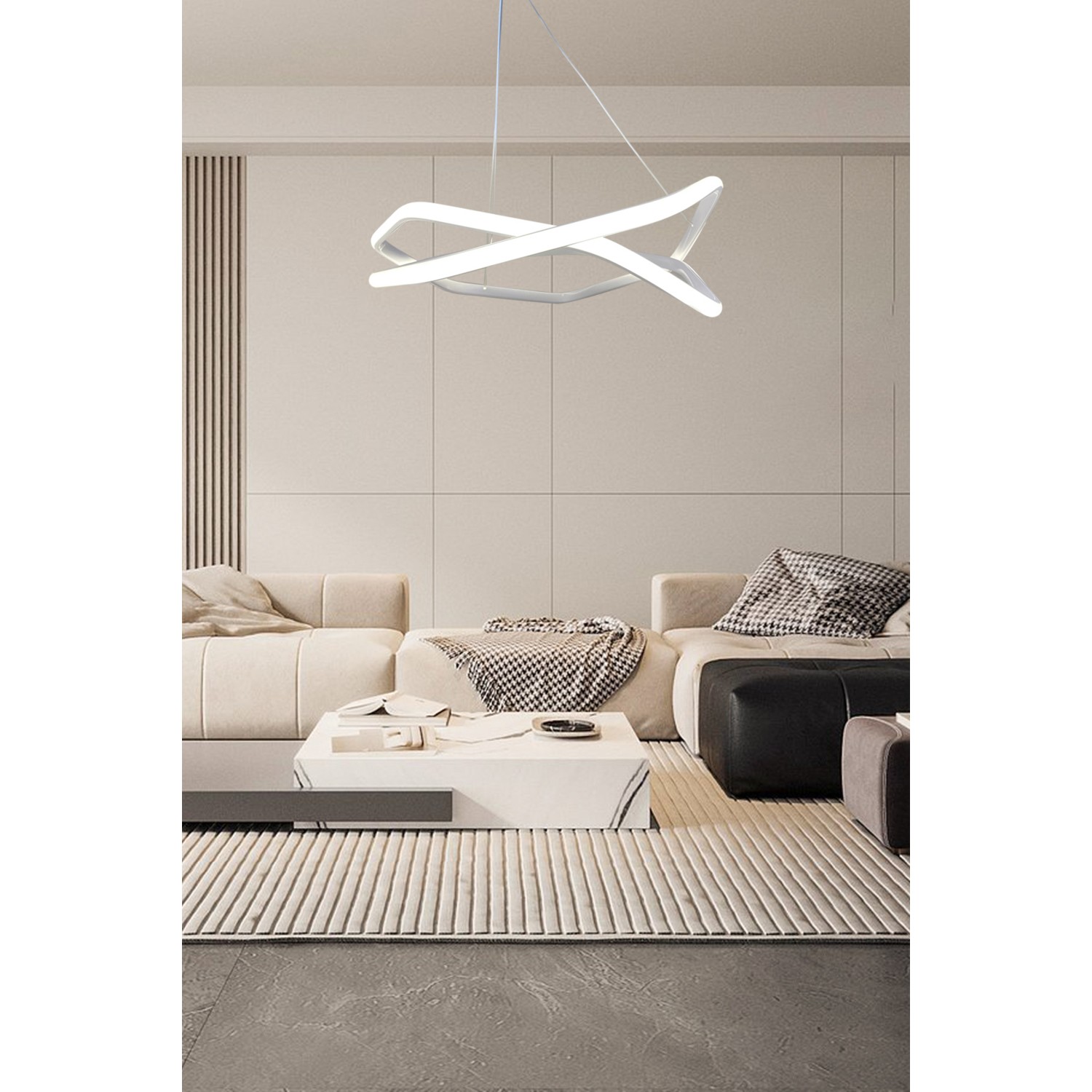 Ledmi Lighting Çiftli Altıgen Beyaz LED Avize, 3 Renk Fiyatı