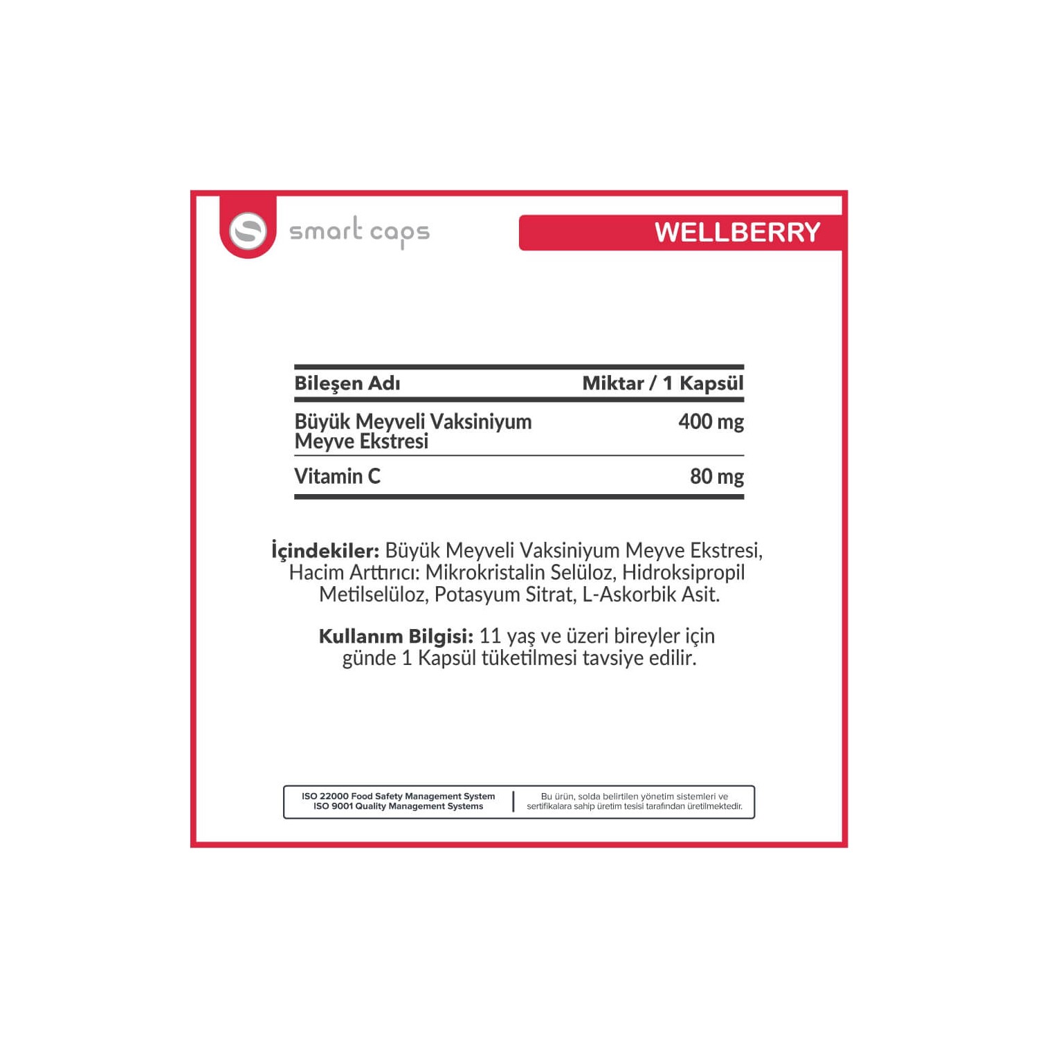Smartcaps Wellberry Cranberry Fruit Extract 30 Kapsül Fiyatı