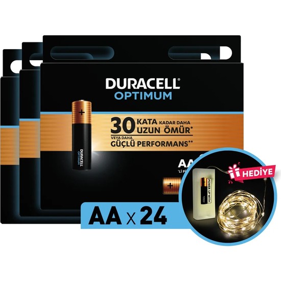 Duracell Optimum Aa Alkalin Pil, 1,5 V Lr6 MN1500, 24'lü Fiyatı