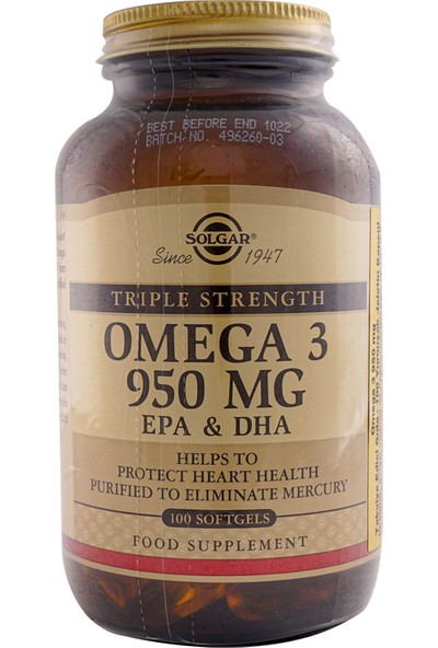 Solgar Omega 3 950 Mg 100 Softgels Balık Yağı Solgar Omega 3 950 Mg 100 Softgels Balık Yağı