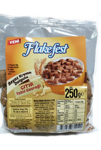 Flakefest Beyaz Krema Dolgulu Çıtır Tahıl Gevreği 250 gr Flakefest Beyaz Krema Dolgulu Çıtır Tahıl Gevreği 250 gr