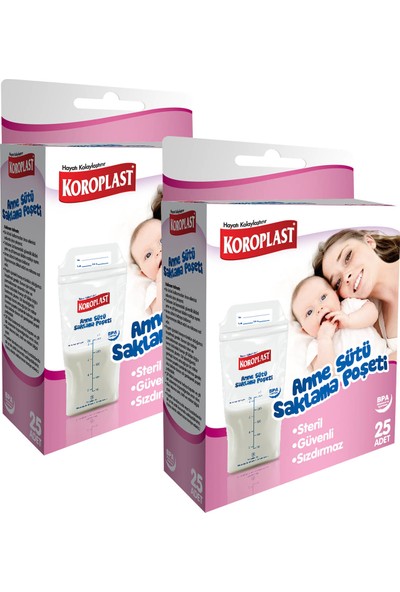 Koroplast Anne Sütü Saklama Poşeti 25 Adet - 2'li Koroplast Anne Sütü Saklama Poşeti 25 Adet - 2'li