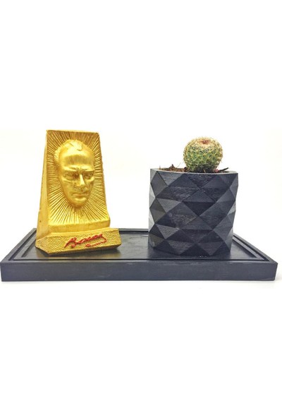 Modesign Atatürk Büstlü Masaüstü Doküm Saksı Takımında Sukulent Kaktüs