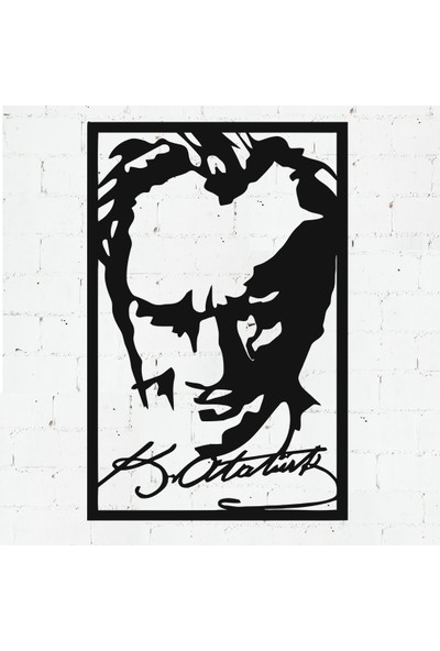 Payidarts Imzalı Atatürk Portre Lazer Kesim Metal Duvar Tablo 60 x 92 cm