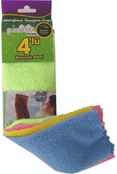 Pozitif Hygiene Mikrofiber 4'lü Temizlik Bezi