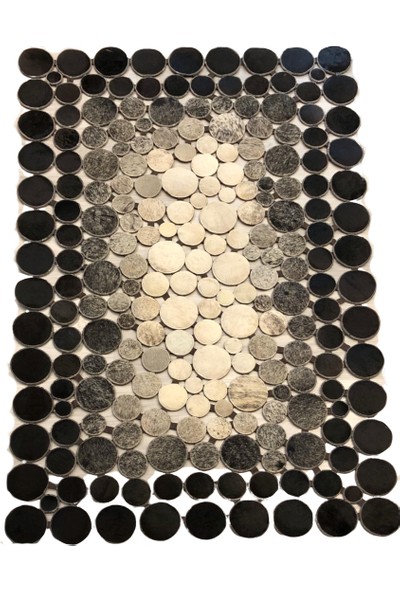 Bienna Fur Siyah Beyaz Hakiki Dana Deri Halı 120 x 180 cm