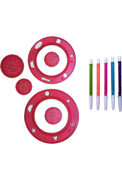 Serel Eğitici Sınırsız Geometrik Şekil Çizim Seti ve Renkli Kalem 5'li