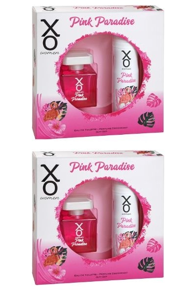Xo Pink Paradise Women Edt 100 ml + Deodorant 125 ml x 2 Adet Xo Pink Paradise Women Edt 100 ml + Deodorant 125 ml x 2 Adet