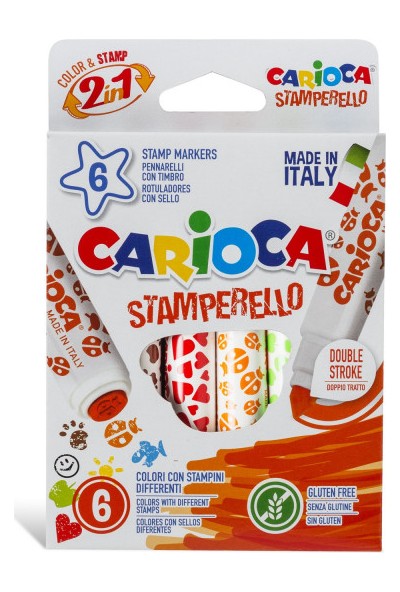 Carioca Stamperello Bir Ucu Keçeli Bir Ucu Damga Boya Kalemi 6'lı