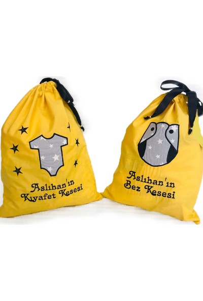 Atölye Eda İsme Özel 2'li Nakışlı Bebek Kesesi