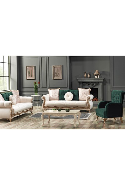 Cadde Yıldız Orlando Bej Koltuk Takımı Metal Kasa